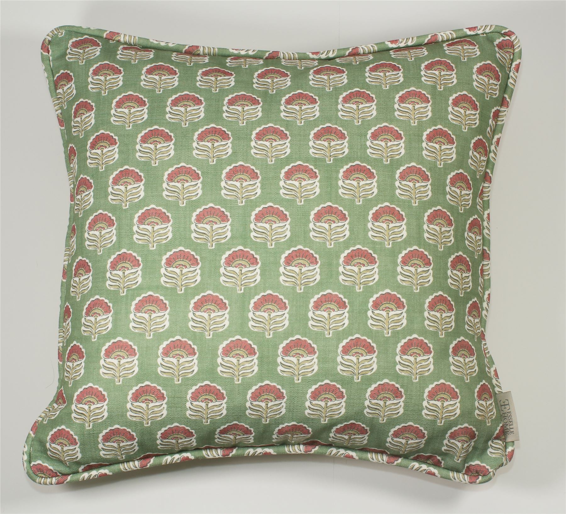Wallington Floral Moss/Raspberry Cushion